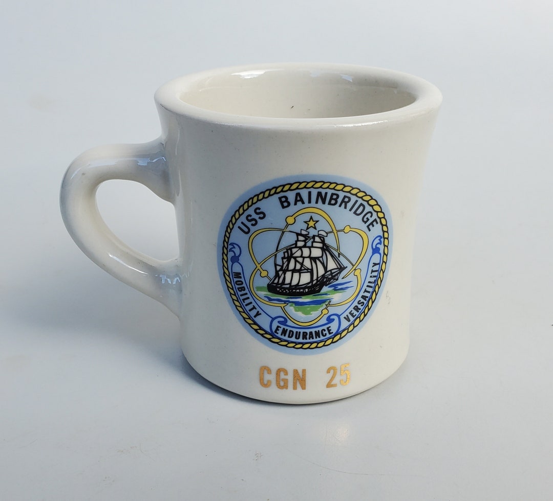 USS Bainbridge CGN-25 Vintage Coffee Mug - Masted Naval Ship Design ...