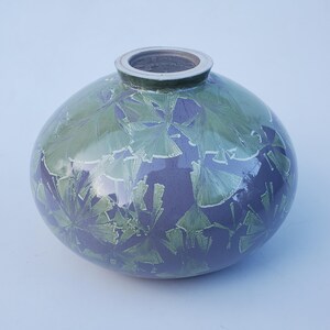 Tim Marcotte Crystalline Studio Pottery Vase - Pale Purple With Green ...