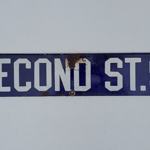 Antique Porcelain Second Street South Sign - Blue With White Letters ...