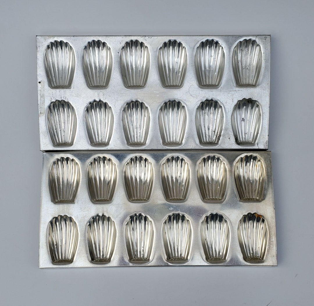 Madeleine French Cookie Pan Set - Two 12 Cookie Cake Mold Pans - Large ...