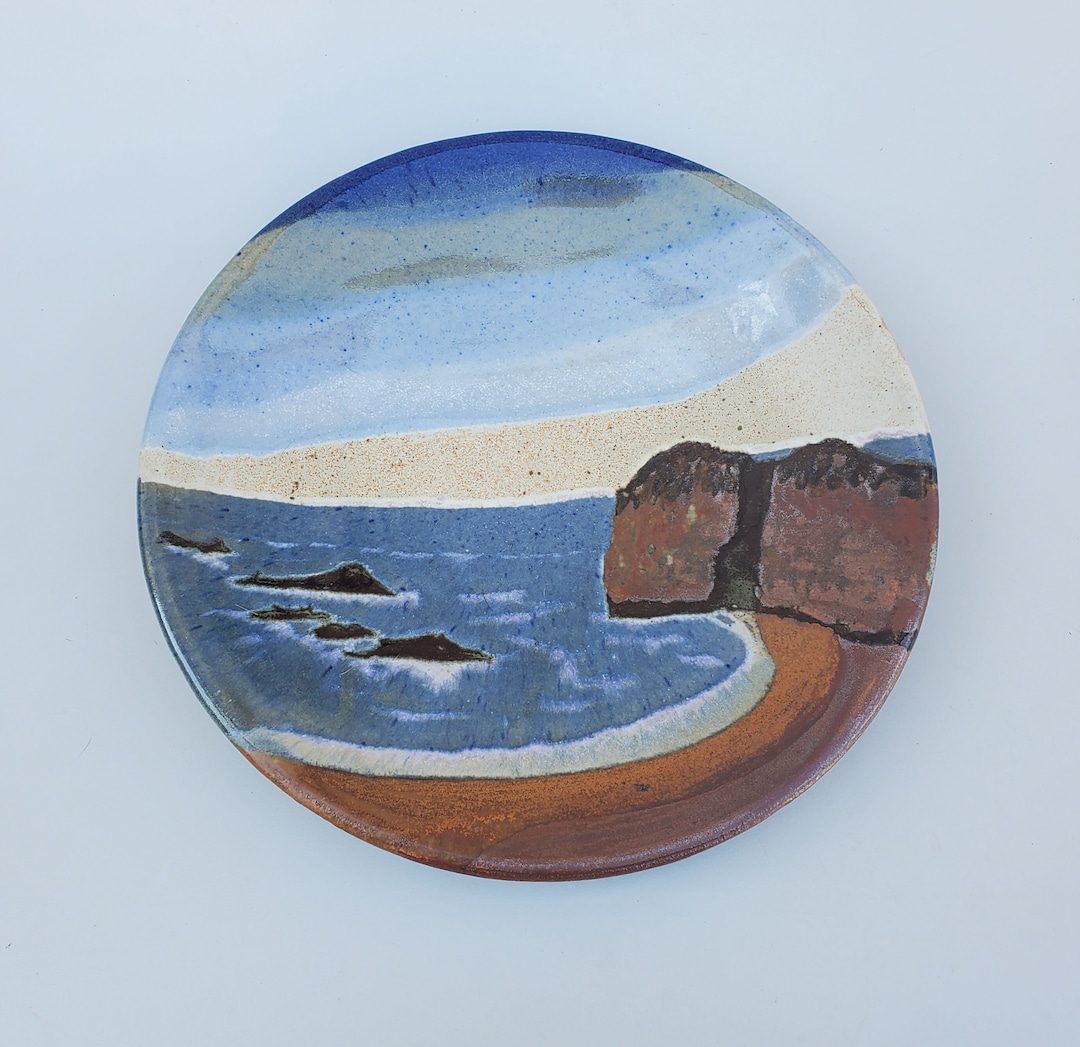 Scenic Oregon Coast Decorated Studio Pottery Plate - Signed - Haystack ...