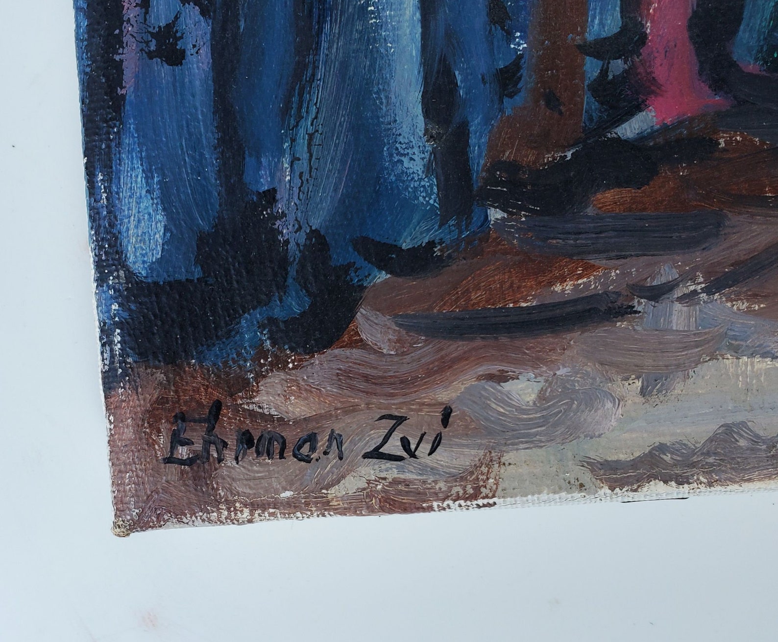 Zvi Ehrman Oil Painting Street Scene Listed Polish Artist Israel Krakow ...