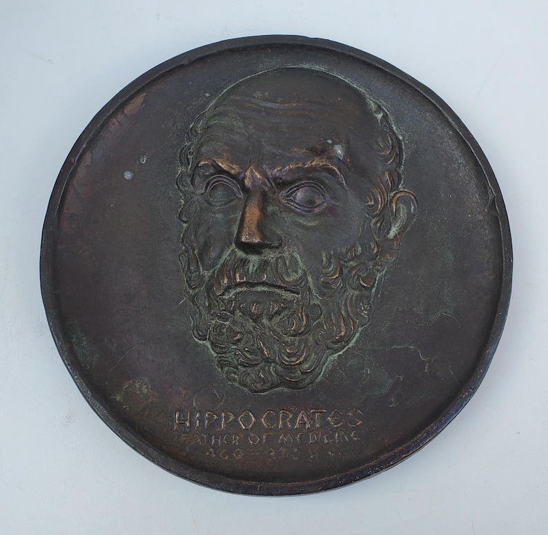 Vintage Hippocrates Father of Medicine Metal Relief Portrait Wall ...