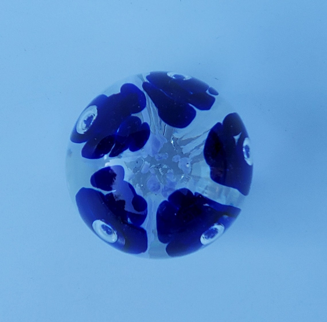 Joe Rice House of Glass Art Glass Paperweight Blue Floral - Etsy