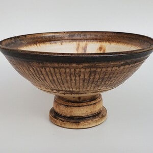 Jack Turner Stoneware Large Flaring Compote Bowl - Vertical Carved ...