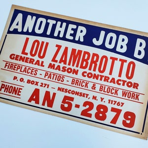 New York Masonry Contractor Advertising Sign - Lou Zambrotto ...
