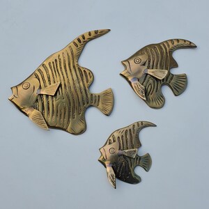 Brass Angel Fish Wall Art Sculpture Trio - Nautical Design - Mid ...