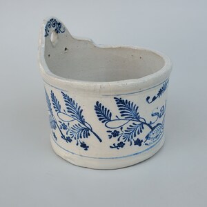 Antique German Stoneware Salt Cellar - Blue Floral Decoration - Wall ...