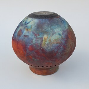 John Melkonian Raku Fired Art Pottery Vase Hand Carved Triangular ...