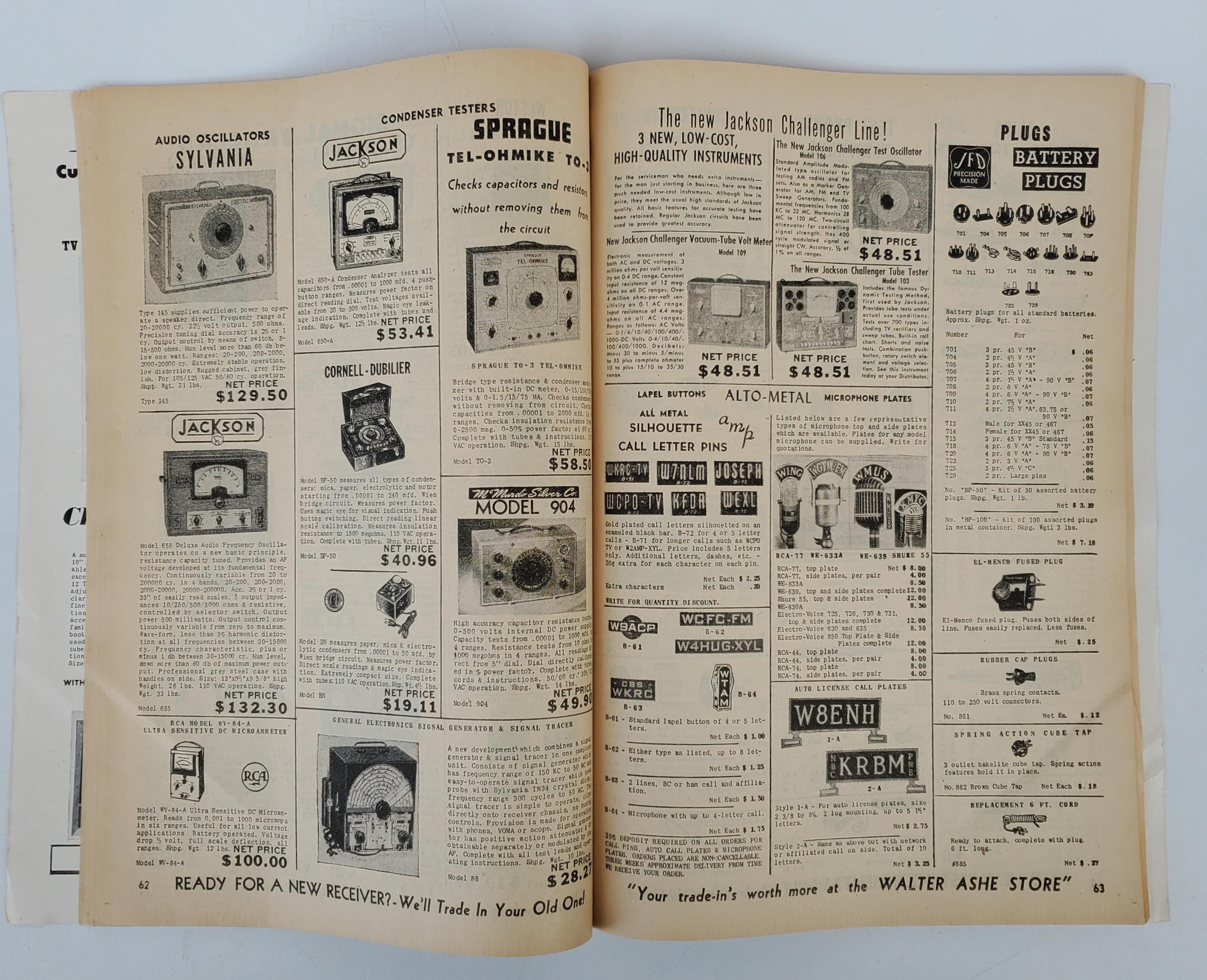 1950 Walter Ashe Radio Company Catalog - Transformers - Transmitters ...