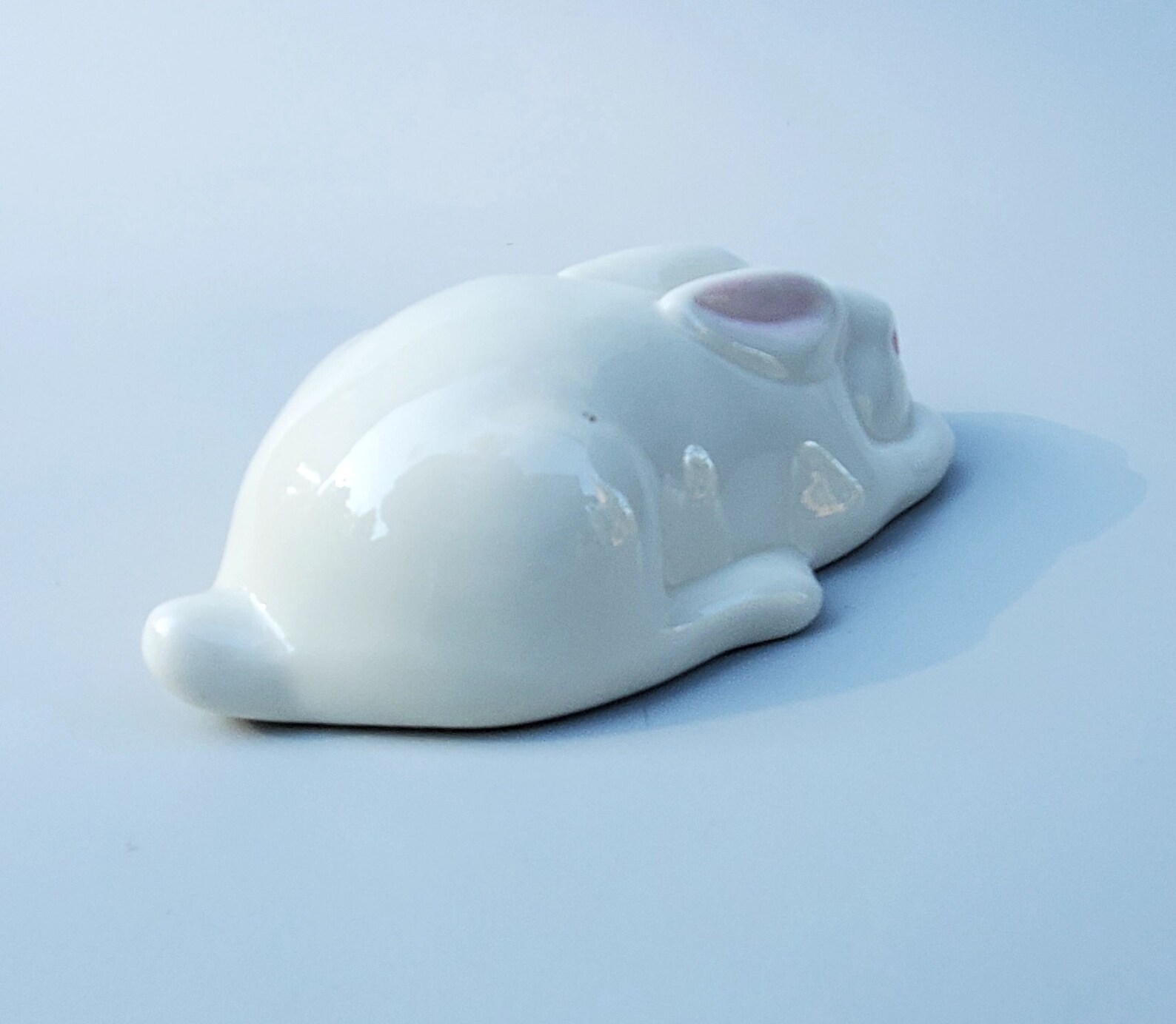 Belleek Porcelain Resting Bunny Figure Pink Ears and Eyes - Etsy