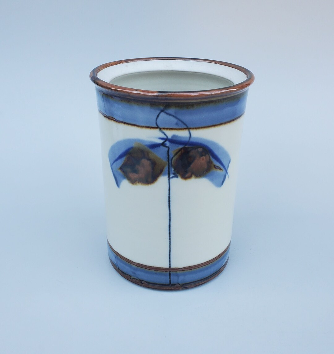 Sam Scott Seattle Studio Pottery Canister Utensil Vase - Blue Decorated ...