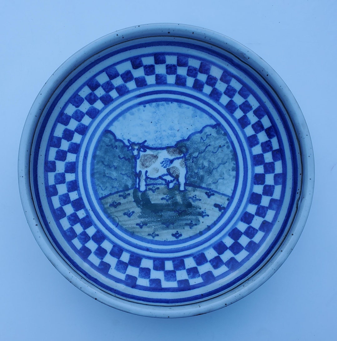 Debbie Dean Northwest Studio Pottery Wall Art Cow Motif HUGE Bowl ...