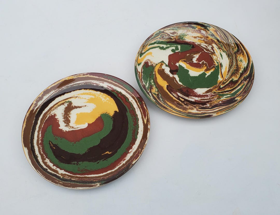 Desert Sands Vintage Swirl Art Pottery - Set of 2 Salad Plates ...