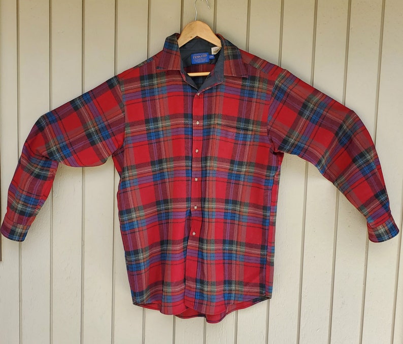 Pendleton Wool Men's Red Plaid Long Sleeve Wool Shirt - Etsy