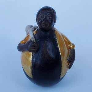 Peruvian Chulucanas Carved Figure Carrying Gourd - Signed Ramon - Peru ...