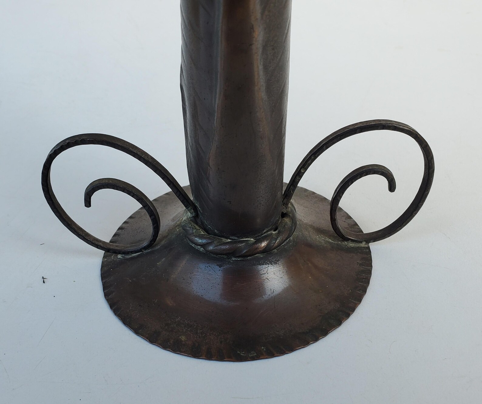 Craftsman Studios Hammered Copper Long Leaf Handled Flower Vase - Old ...