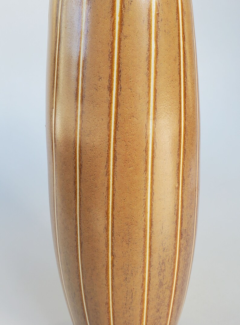 Vintage Japanese Vertical Linear Design Tall Cylindrical Pottery Vase ...