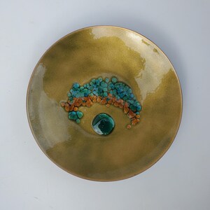Mid Century Era Bovano Enamel on Copper Circular Tray - Abstract Green ...