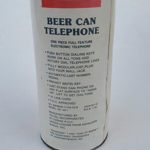 Vintage Budweiser Beer Can Telephone Canister With Instruction Booklet ...