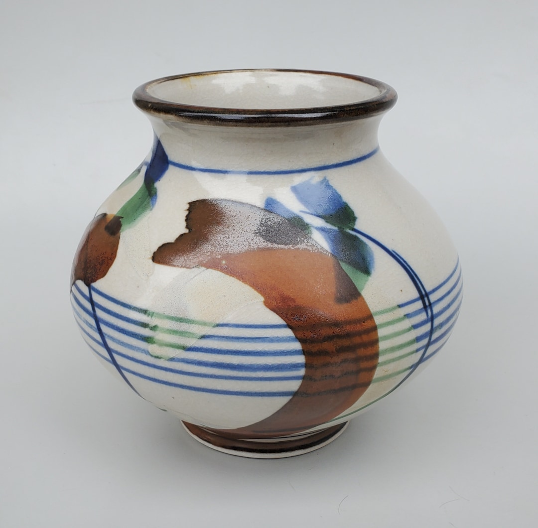 Ed Robinson Northwest Studio Pottery Vase - Abstract Brushed Design ...