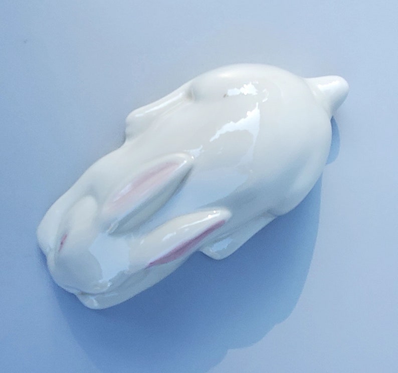 Belleek Porcelain Resting Bunny Figure Pink Ears and Eyes - Etsy