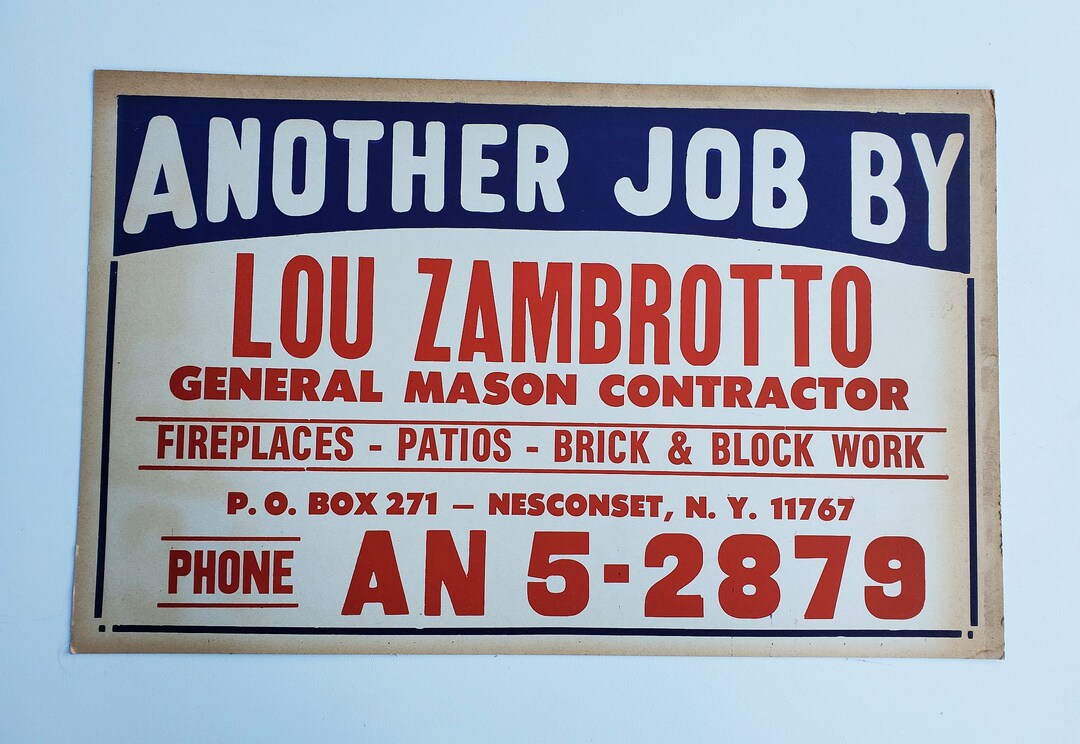 New York Masonry Contractor Advertising Sign - Lou Zambrotto ...
