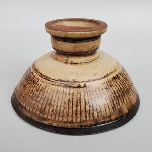 Jack Turner Stoneware Large Flaring Compote Bowl - Vertical Carved ...