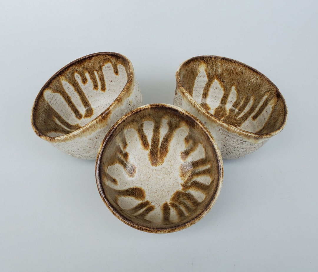 Mid Century Style Studio Pottery Triple Conjoined Condiment Bowl ...