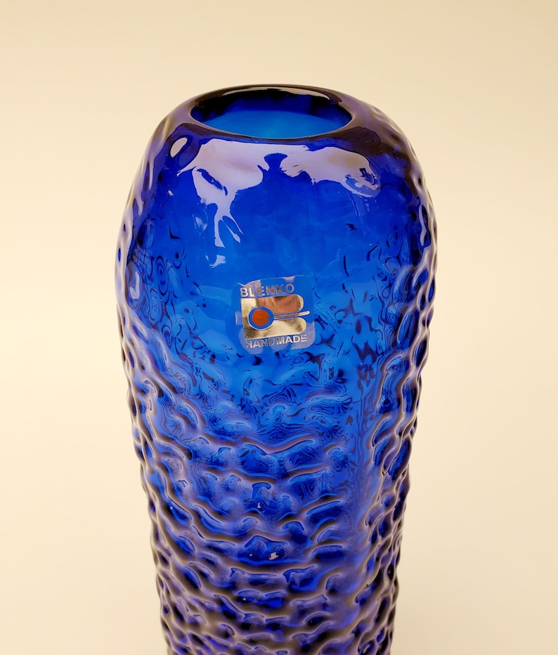 Blenko Art Glass Cobalt Blue Textured Vase Shape 9820 - Etsy