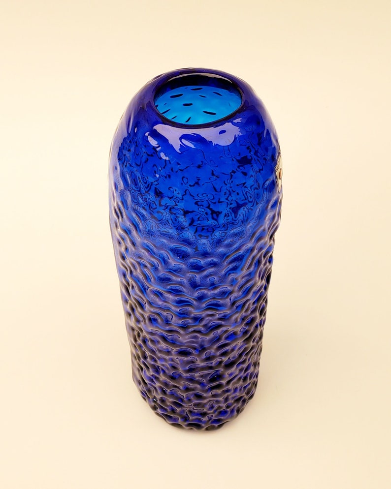 Blenko Art Glass Cobalt Blue Textured Vase Shape 9820 - Etsy