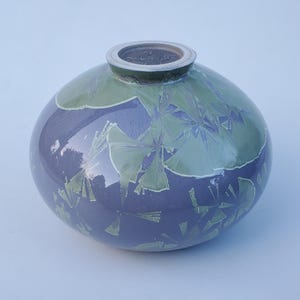 Tim Marcotte Crystalline Studio Pottery Vase - Pale Purple With Green ...