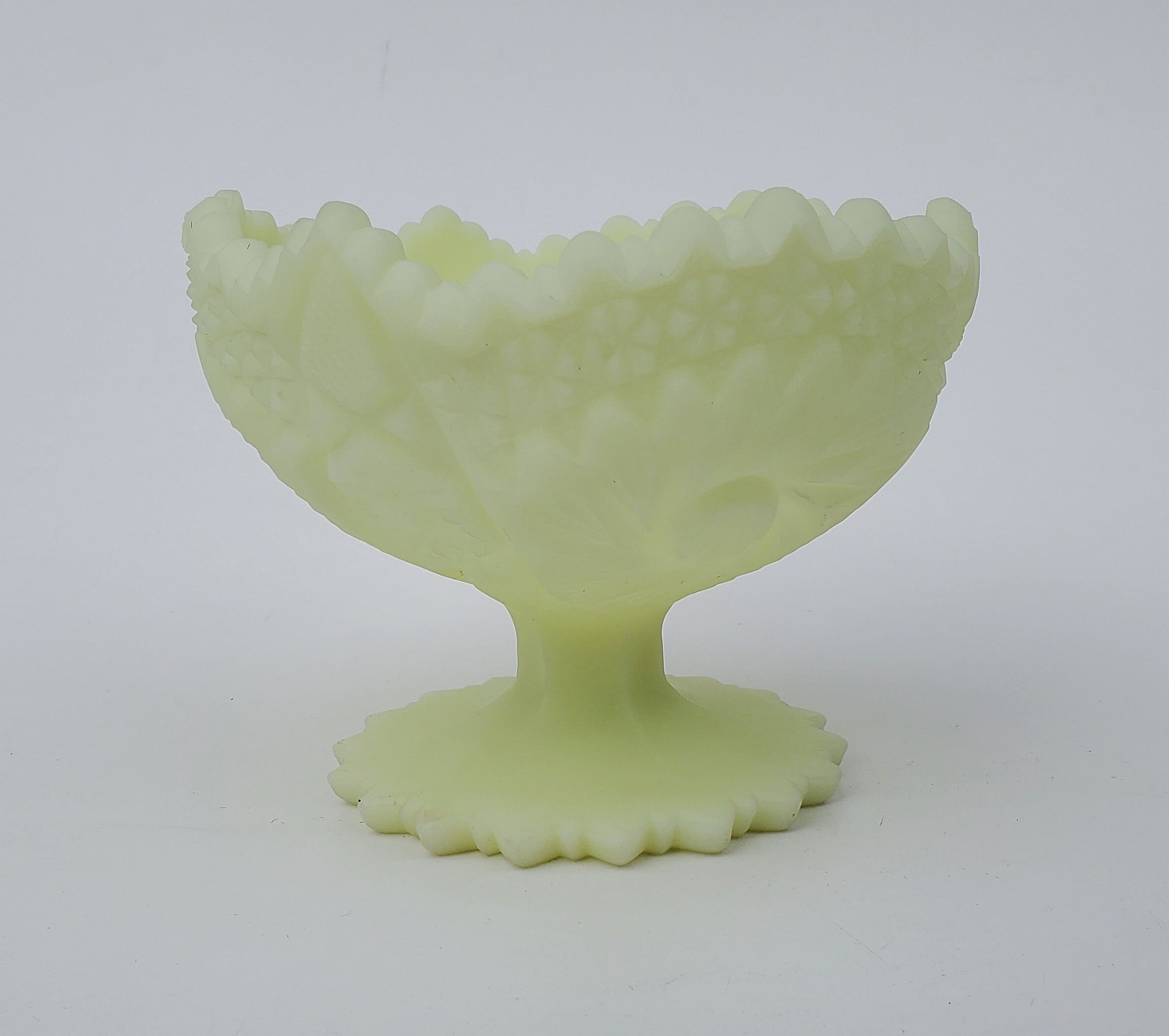 Fenton Art Glass Soft Yellow Satin Custard Glass Compote Candy | Etsy