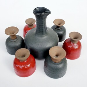 Ben Bieri Northwest Studio Pottery Carafe and 6 Goblet Cup Set ...