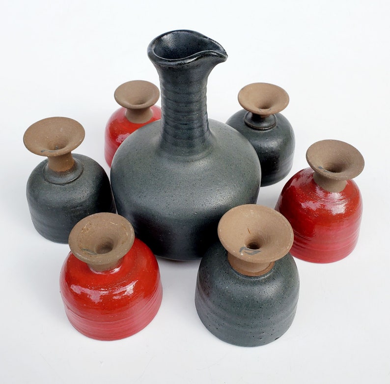 Ben Bieri Northwest Studio Pottery Carafe and 6 Goblet Cup Set - Etsy