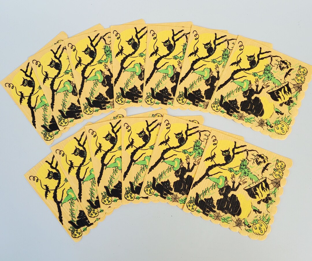 Vintage Halloween Crepe Paper Napkin Collection - Witch - Jack O ...