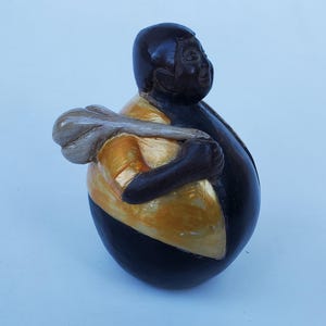 Peruvian Chulucanas Carved Figure Carrying Gourd - Signed Ramon - Peru ...