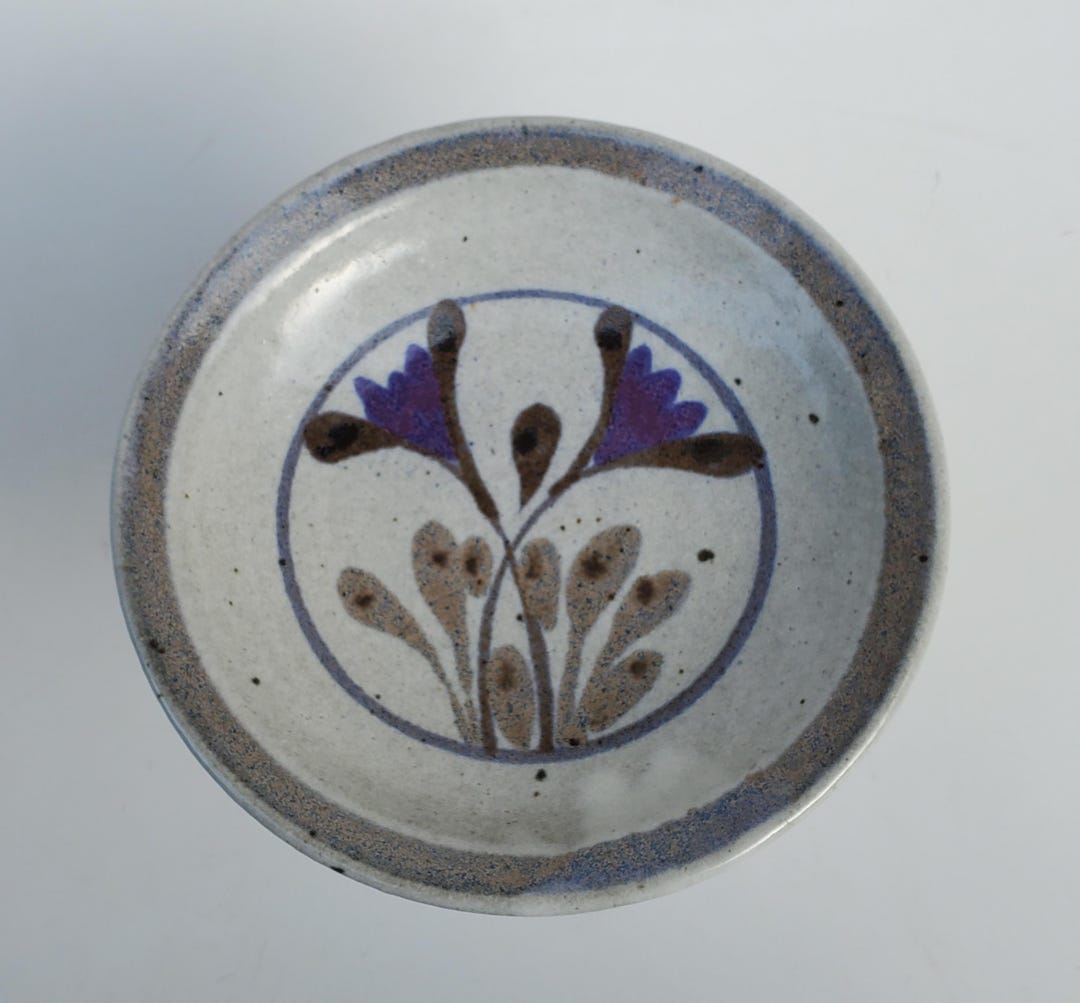 John Fassbinder Studio Pottery Decorated Compote Vase - Abstract Purple ...