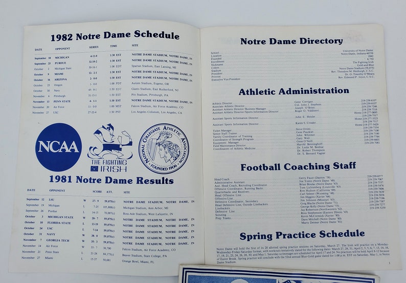 Notre Dame College Football Program and Spring Football Prospectus ...