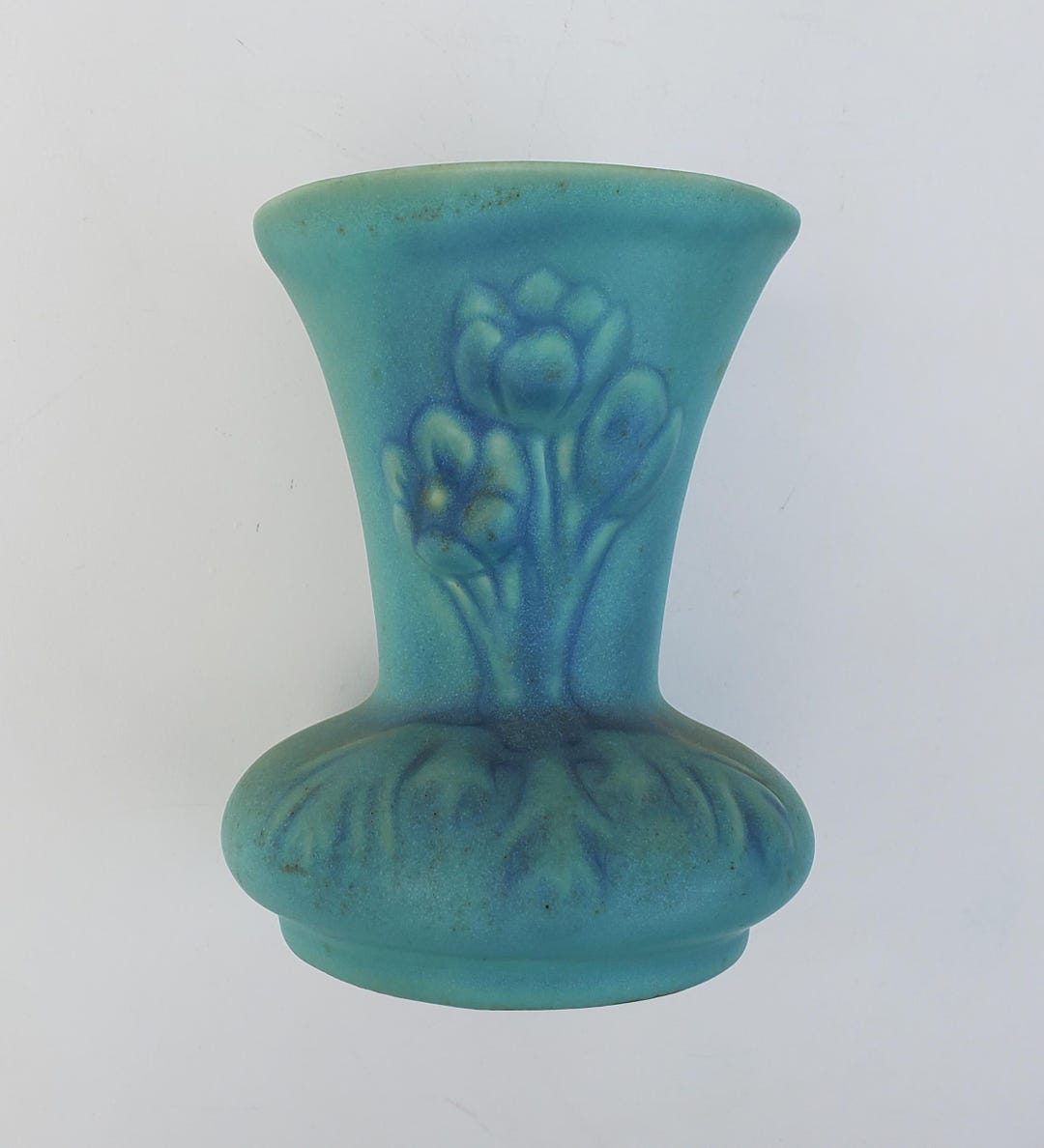 Van Briggle Art Pottery Tulip Design Vase - Turquoise Ming Blue Glaze ...