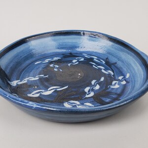 Dorchester Pottery Hand Decorated Stoneware Blue Bowl - White Floral ...