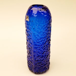 Blenko Art Glass Cobalt Blue Textured Vase Shape 9820 Produced in 1998 ...