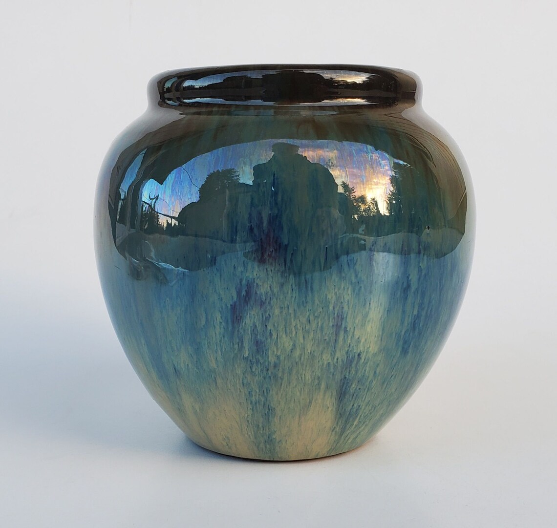 Fulper Art Pottery Drip Glaze Vase Raised Oval Mark Brown - Etsy