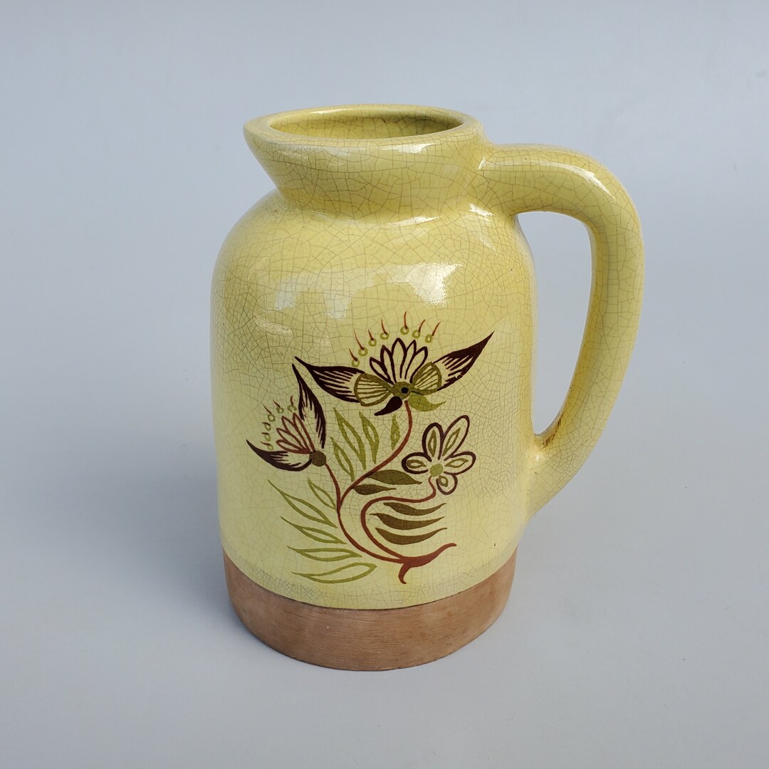 Vintage Barbara Willis California Pottery Pitcher - Yellow Crackle ...