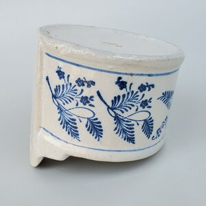 Antique German Stoneware Salt Cellar - Blue Floral Decoration - Wall ...