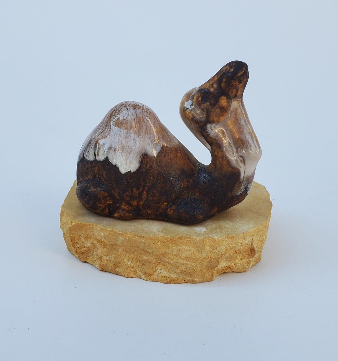 Maigon Daga Signed Studio Pottery Ceramic Camel - Brown Frothy Glaze ...