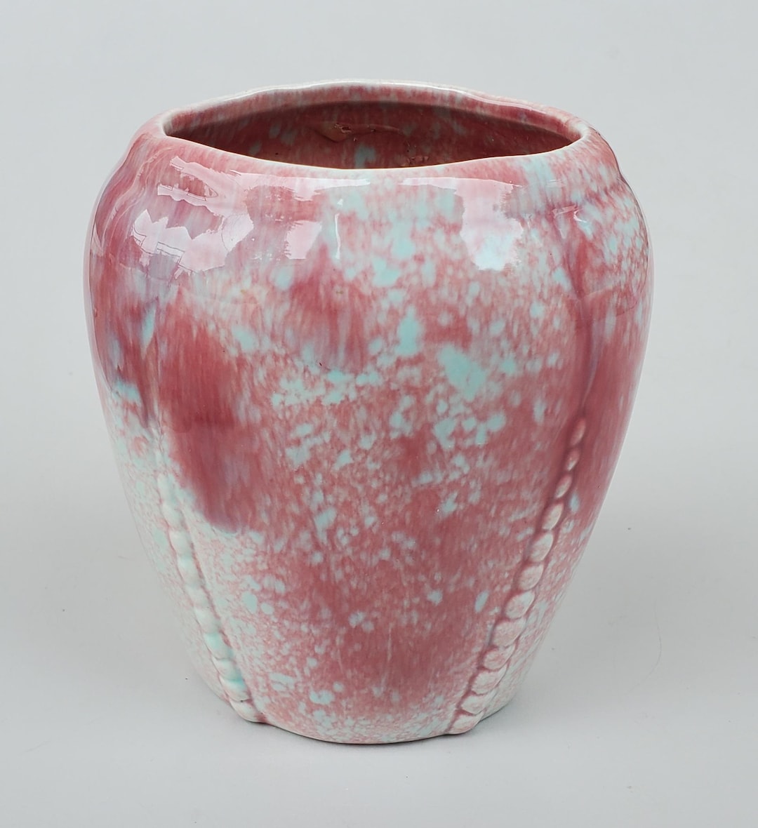 Knowles Taylor Knowles Art Deco Pottery Vase - Pink and Aquamarine Blue ...
