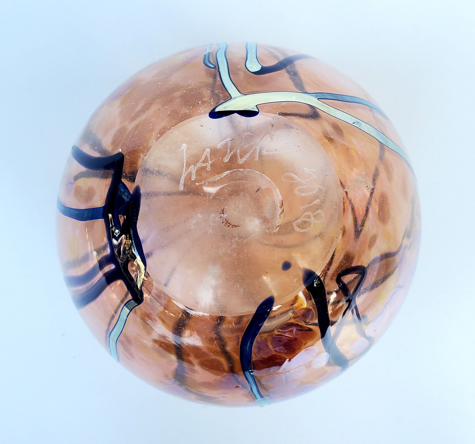 Tim Lazer California Art Glass Vase - Iridescent Gold Oil Spot Vase ...