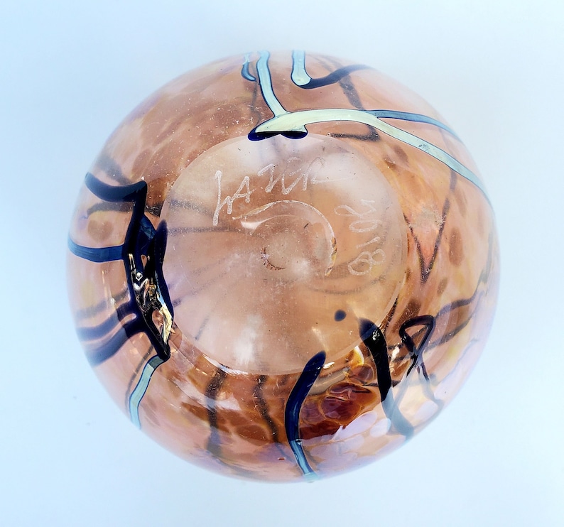 Tim Lazer California Art Glass Vase - Iridescent Gold Oil Spot Vase ...