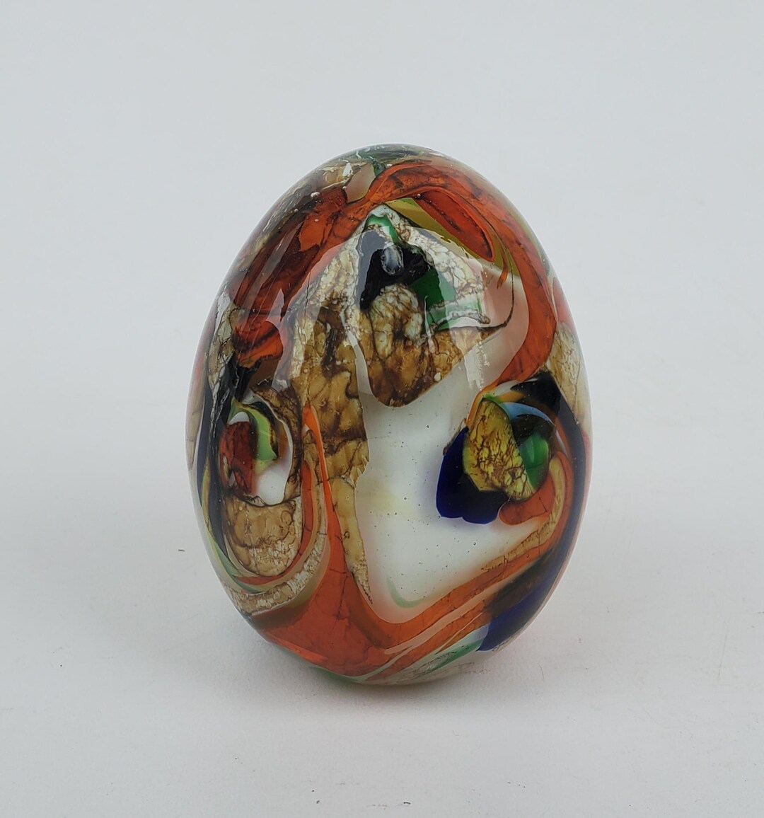 Russian Art Glass Egg Paperweight - Made by Felina of Russia - Multi ...